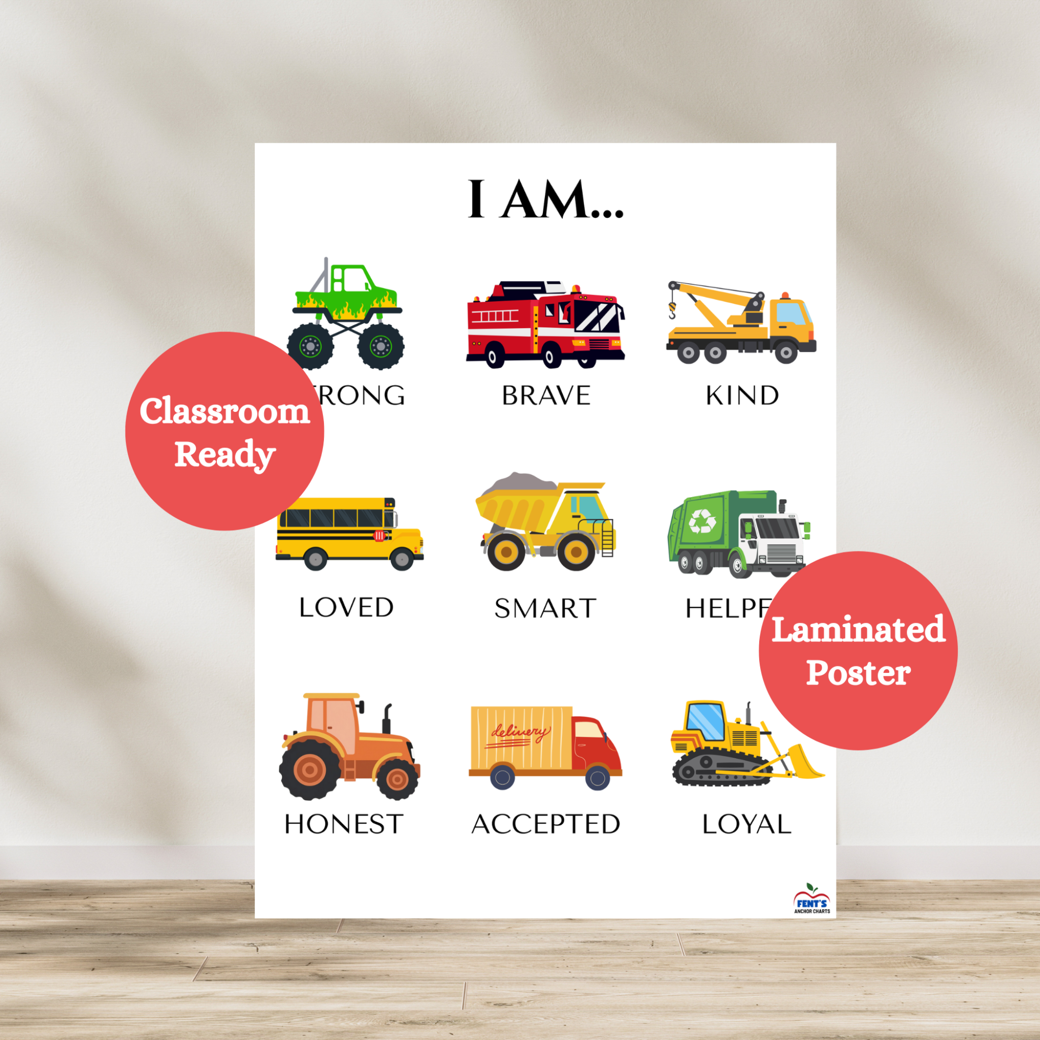 I Am Positivity Traits Poster | Truck Affirmation Poster for Boys ...