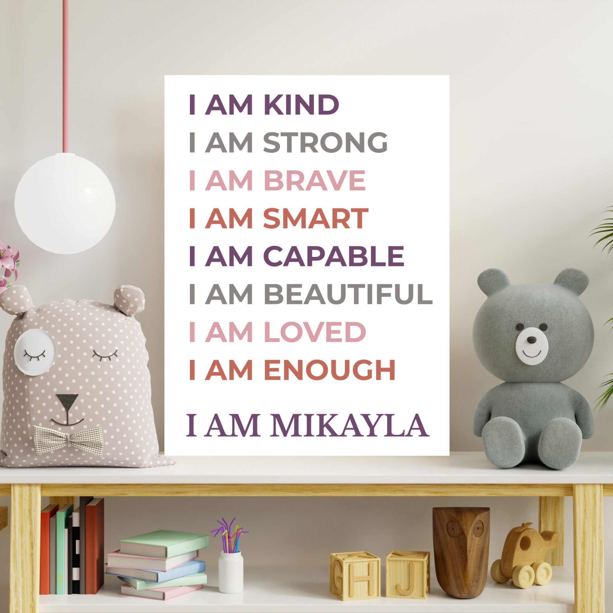 Girls Positive Affirmation Poster | I Am Statements Child Print – Fent ...