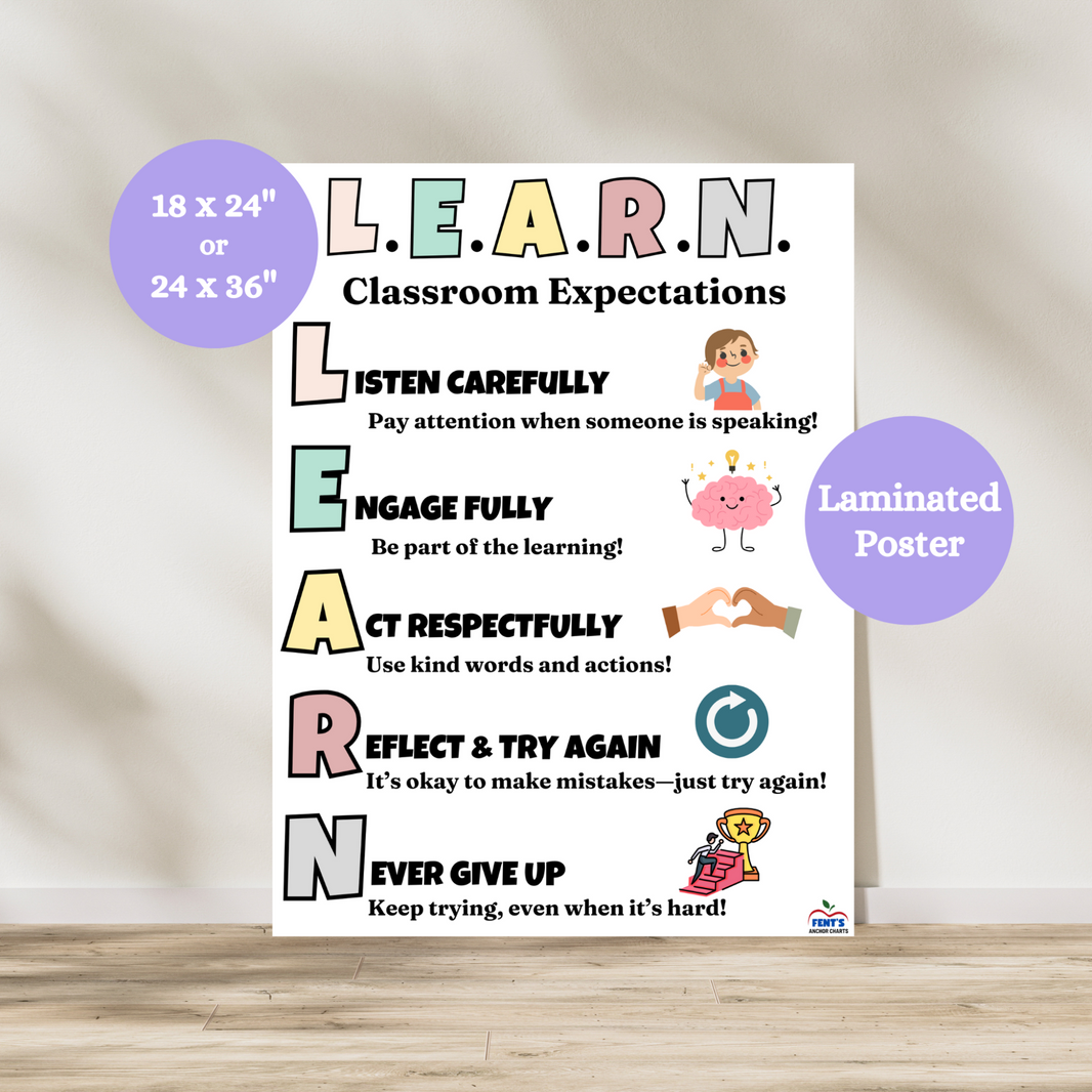 Classroom Management Anchor Charts | Laminated Posters for Classrooms – Fent's Anchor Charts
