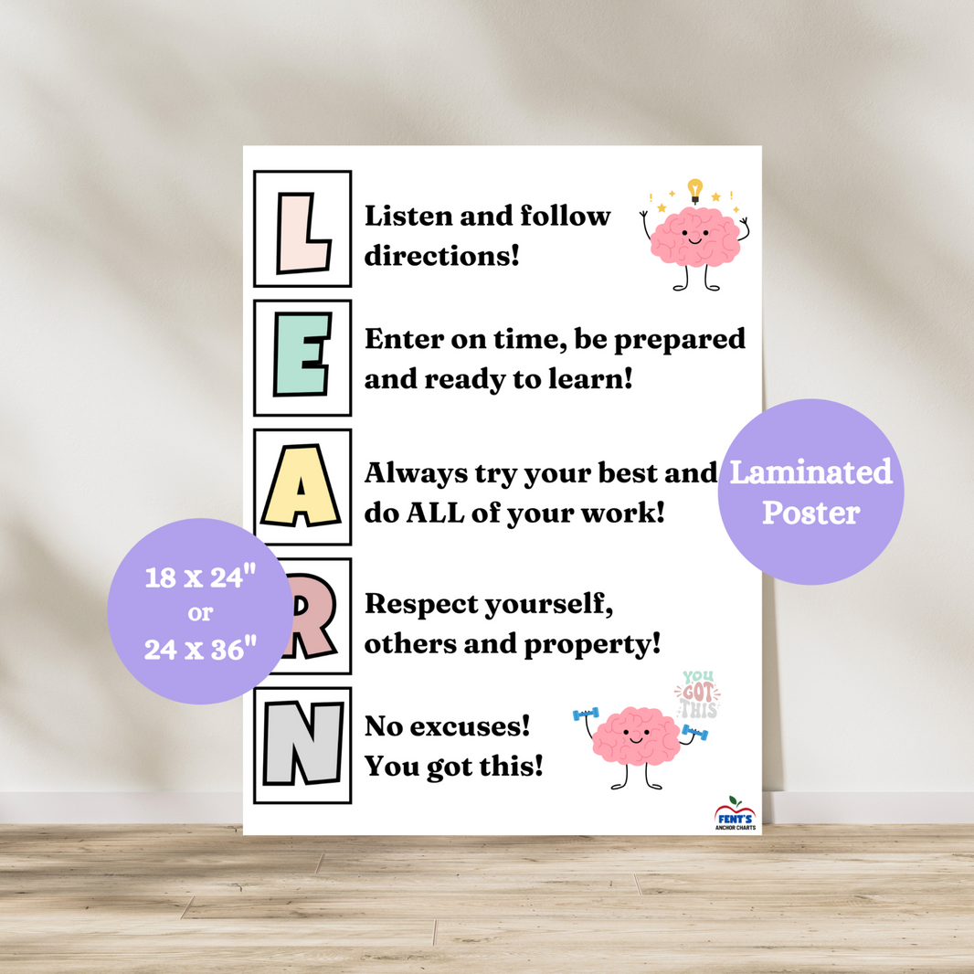 Classroom Management Anchor Charts | Laminated Posters for Classrooms ...